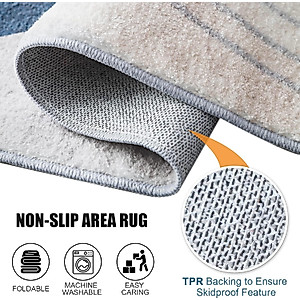 Mamatong Contemporary Modern Abstract Blue Yellow Vibrant Area Rug 5x7 Ultra Soft Wool Aesthetic Rug for Living Room Bedroom Dining Office Art Deco Floor Rug Kitchen Hallway Runner