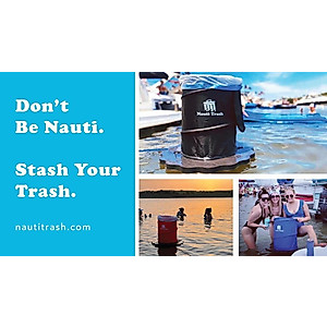 Nauti Floating Trash Can Light Weight Collapsible Floating Trash can. Perfect for Water and Outdoor Activities. Folds Flat for Easy Storage When not in use. Don’T BE Nauti, STASH You Trash!