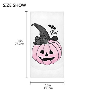 FFYHO Pumpkin Witch's Hat Microfiber Hand Towels for Bathroom 16x30, Pink Halloween Soft Dish Kitchen towels Decorative Fingertip Towel Washcloths for Guest Hotel