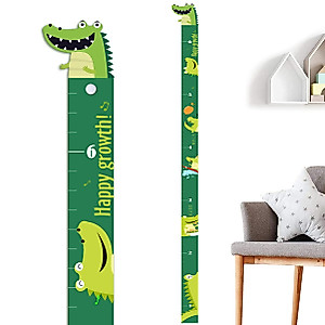 Buiory Removable 3D Cartoon Crystal Acrylic Height Measurement Chart Wall Stickers Solid Inches Growth Chart Ruler Wall Decal Wall Decor for Kids Babys Children Boys and Girls Bedroom Living Room Nursery (Crocodile)
