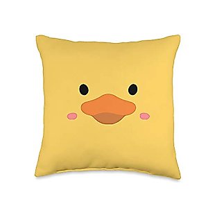 Cute Duck Gifts Face Funny Yellow Rubber Cute Duck Throw Pillow, 16x16, Multicolor