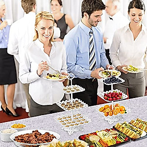 Cupcake Stand, 3-Tier Dessert Plates Mini Cakes Fruit Candy Display Tower Cookie Tray Rack Candy Buffet Holder Plastic Cake Stand for Wedding Home Holiday Birthday Christmas (2PCS Square)