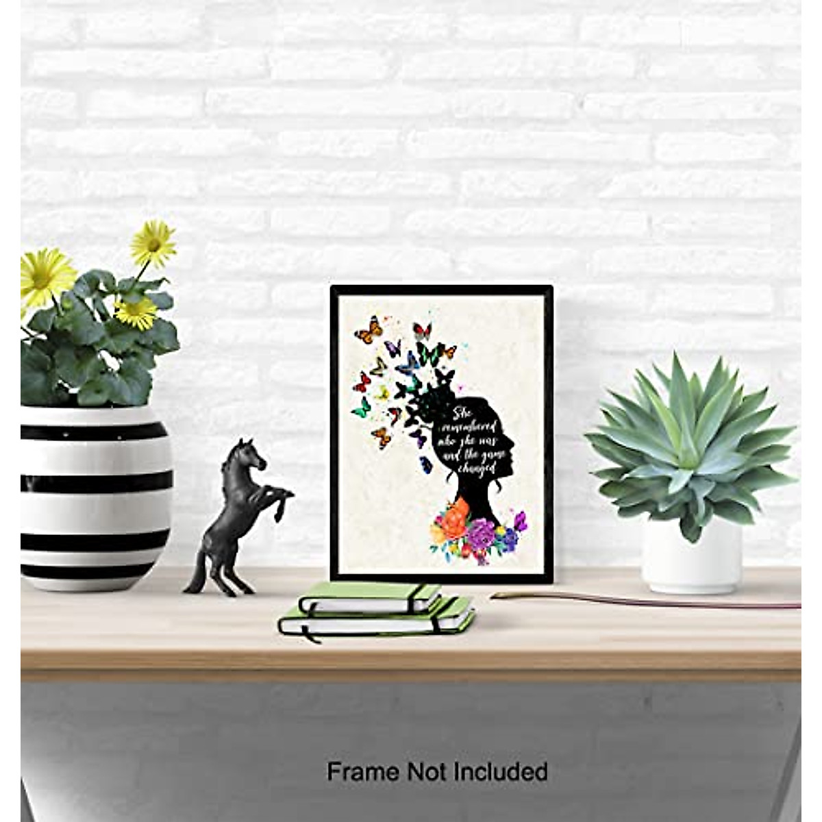 She Remembered Who She Was and The Game Changed Wall Art Poster 11x14 - Uplifting Inspirational Positive Quotes - Motivational Encouragement Gifts for Women, Girls Room, Bedroom - Butterfly Wall Decor