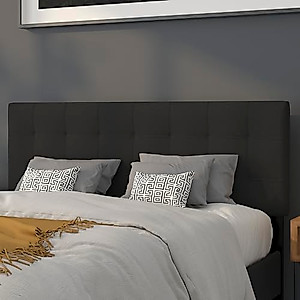 Flash Furniture Bedford Tufted Upholstered Headboard for Queen Size Bed, Contemporary Fabric Tufted Headboard with Adjustable Height, Black