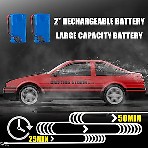 Remote Control Car RC Drift Car 1:16 Scale 4WD RC Car with LED Lights 2.4GHz 30km/h Hard Shell RTR High Speed Drift Racing Sport Toy Car for Adults Boys Girls Kids Gift 2Pcs Rechargeable Batteries