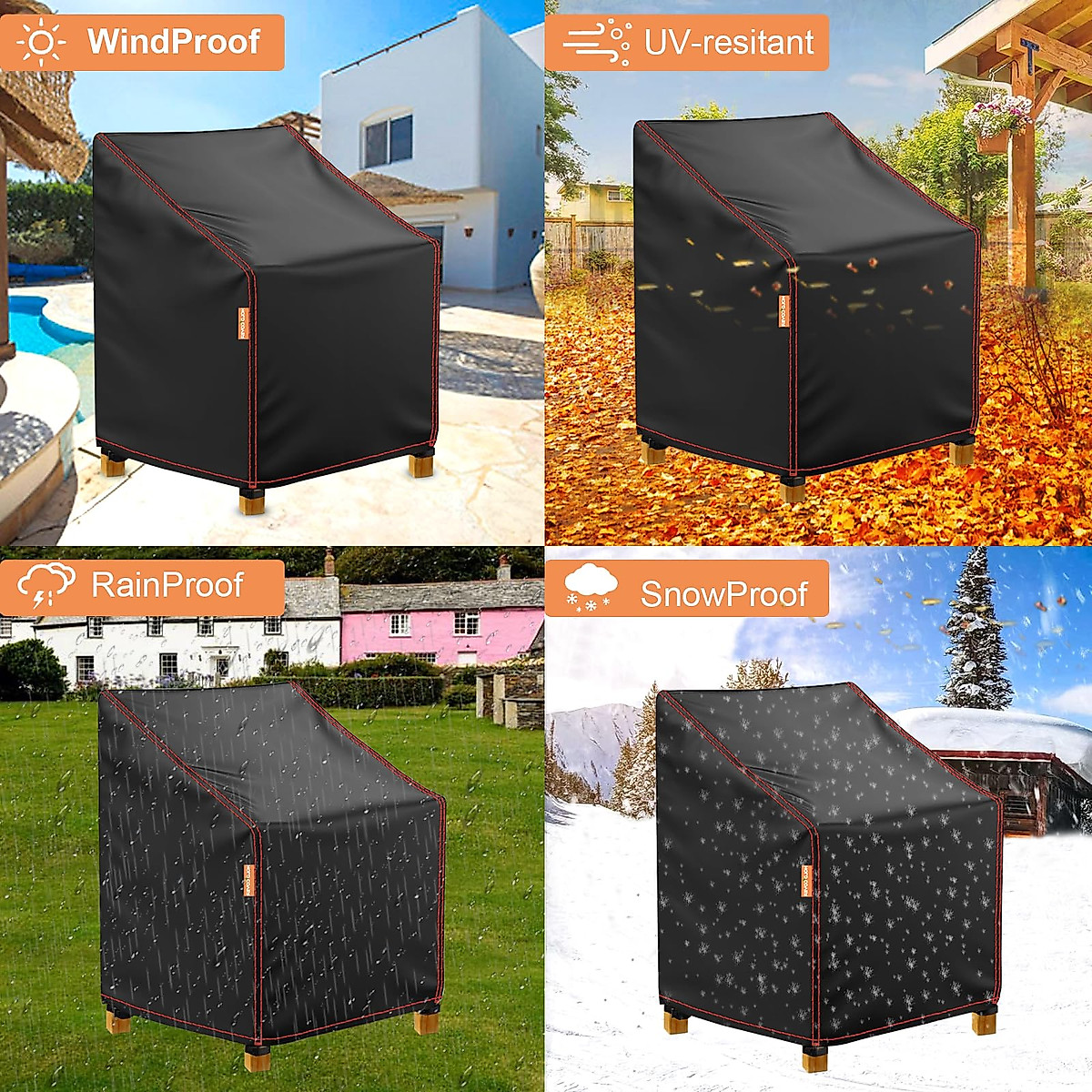 Patio Chair Cover,2 Pack Lawn Outdoor Furniture Chair Covers With Strip, Heavy Duty Chair Cover For Lawn Lounge Deep Seat, Patio Dining Chair And High-back Chair(33"W X 34"D X 31"H)