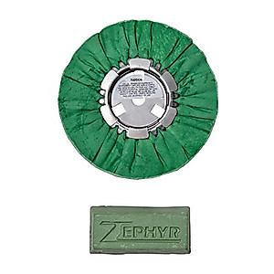 Zephyr Products AWG58-8WB Green 8" Hall Airway Buffing Wheel with 1 LB Green Bar Medium/Lite Cut, 1 Pack