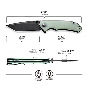 CIVIVI Brazen Folding Pocket Knife,3.5-Inch Tanto D2 Plain Blade,G-10 Outdoor Camping Hiking Knife with Thumb Studs and Flipper Opener,Unique Tool Gift for EDC Men Women C2023E