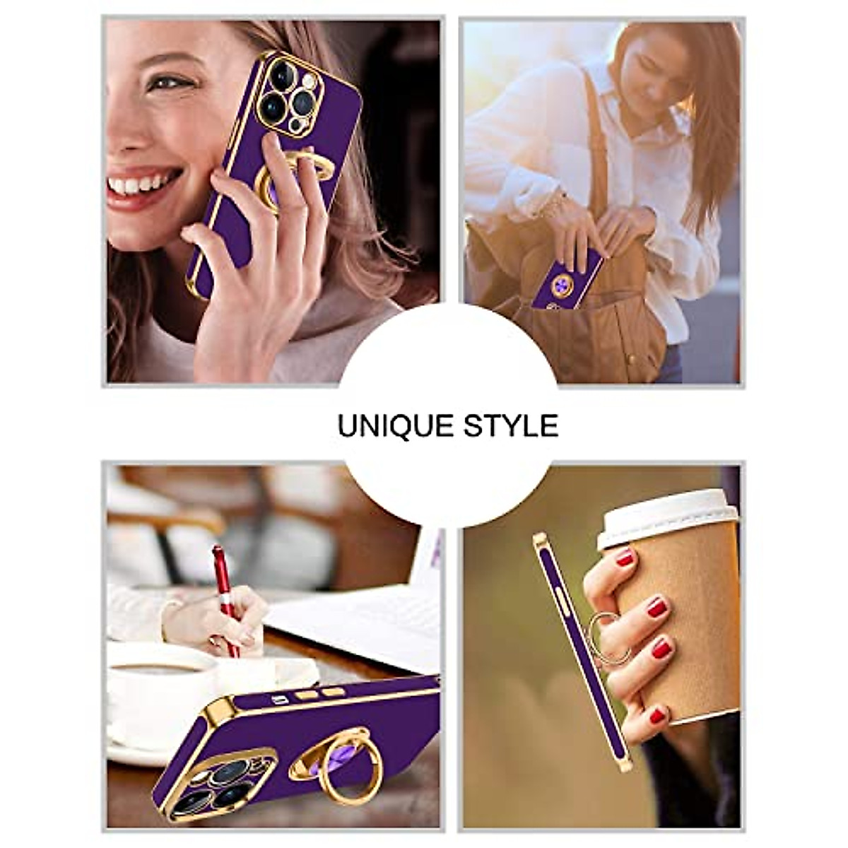 BENTOBEN iPhone 14 Pro Case, Slim Fit 360° Ring Holder Shockproof Kickstand Magnetic Car Mount Supported Non-Slip Protective Non-Slip Women Girls Men Boys Cover for iPhone 14 Pro 6.1 Inch, Deep Purple