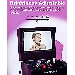COOSEON Acrylic Skincare Fridge 10 Liter With Adjustable HD Mirror Light Thermostatic Mini Beauty Fridge with Removable Divider Shelf, Cosmetic fridge for Makeup, Bedroom, Office, Room