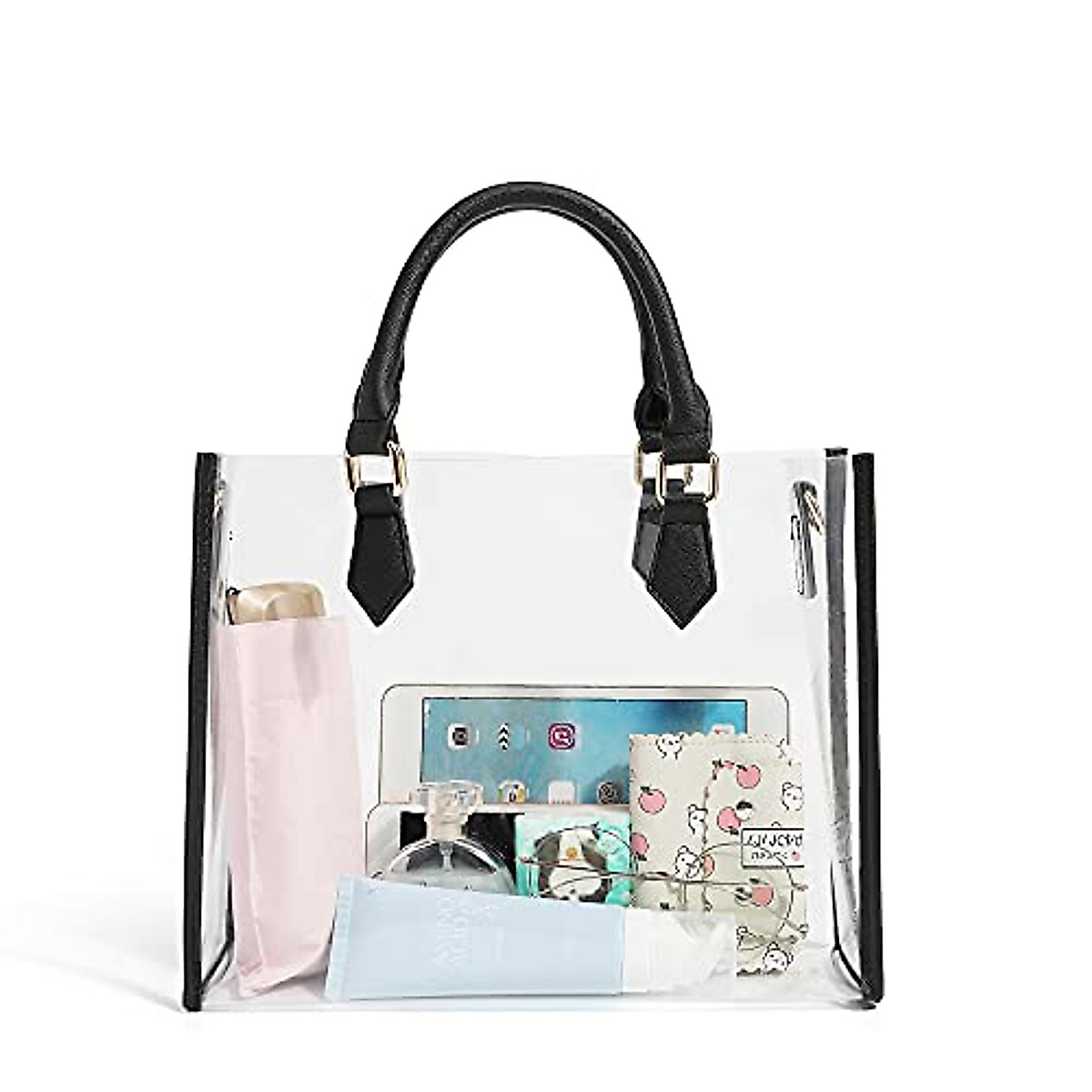 Tiwougel Women Clear Crossbody Purses and Handbags synthetic Leather Top Handle Satchel Shoulder Tote Bags Medium