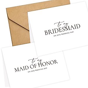 LADY&HOME To My Bridesmaid On My Wedding Day Card,Bridesmaid Thank You Card Wedding Day Bridesmaid Proposal (Black Foil,6 Pack)