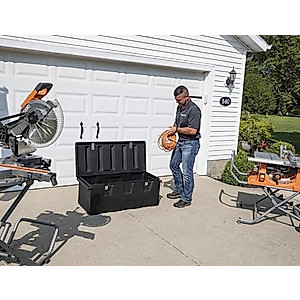 Buyers Products 1712240 Black Poly All-Purpose Storage Chest w/Hasp & Stainless Steel Hinge, 6.3 cu. ft, Made In The USA, Lightweight Storage, Dent-Resistant, Outdoor Storage Box