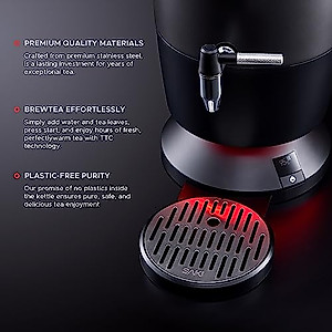 SAKI Chaiovar Electric Samovar - 4L Stainless Steel Electric Tea Maker, Temperature Display, Large Ceramic Teapot, Boil Dry & Auto Shut Off, Best for Persian, Russian, and Turkish Tea - Space Grey