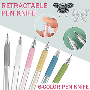 SEPGLITTER Craft Cutting Tools, 25 Pcs Pen Cutter Tools with Mini Sharpener Utility Students Paper Cutting Retractable Carving Pen with Tungsten Steel and Ceramic Cutter Head Refills