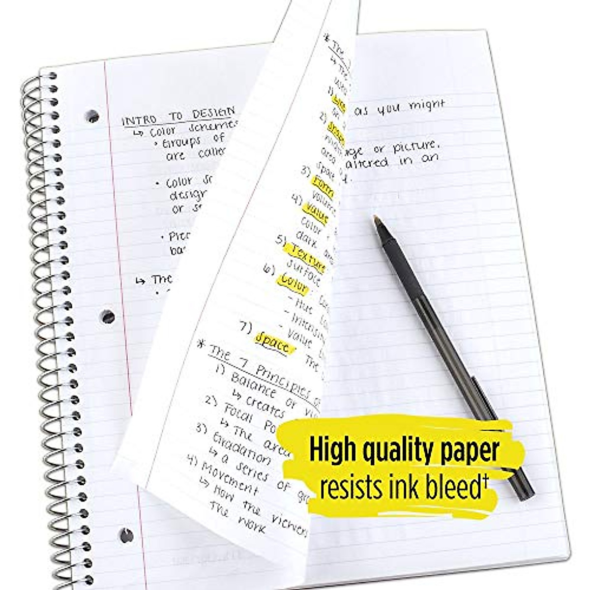Five Star Spiral Notebook, 1 Subject, College Ruled Paper, 100 Sheets, 11" x 8-1/2", Teal (72051)