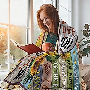 Love Letter to My Daughter Blanket, Gifts for Daughters from Mom, You are My Sunshine Throw Blanket for Daughter Birthday Anniversary, Sunflower Super Soft Fleece Blankets for Bed Travel 50x60inch