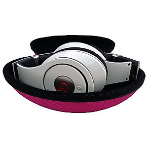 CASEBUDi Oval Hard Shell Headphone Carrying Case | Travel Pouch Protection Compatible with Foldable Headphones | Pink Ballistic Nylon