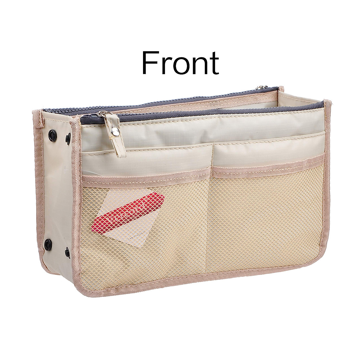 Vercord Updated Purse Handbag Organizer Insert Liner Bag in Bag 13 Pockets Milky Beige Medium