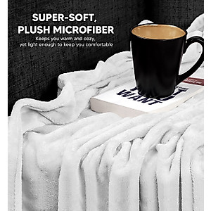 Utopia Bedding Fleece Blanket Throw XL Size White 300GSM Luxury Blanket for Couch Sofa Bed Anti-Static Fuzzy Soft Blanket Microfiber (70x50 Inches)