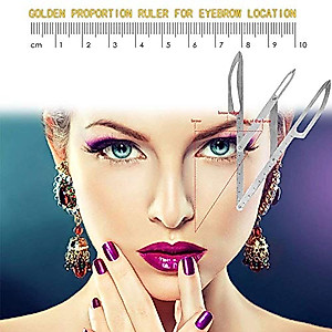 Golden Mean Calipers Stainless Steel Thrush Eyebrow Microblading Ruler Eyebrow Permanent Measure Symmetrical Tool Three-point Positioning Balance Ruler for Makeup Ratio Measure Fibonacci Gauge Tool