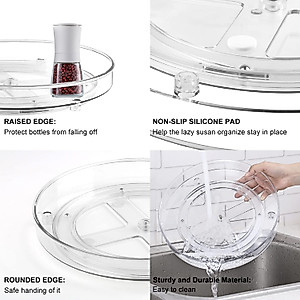 Lazy Susan Organizer 9.25 Inches Clear Turntable, 2 Pack Lazy Susan for Cabinet, Rotating Spice Rack Kitchen Storage Perfume Organizers for Fefrigerator, Pantry, Countertop, Table, Vanity, Bathroom