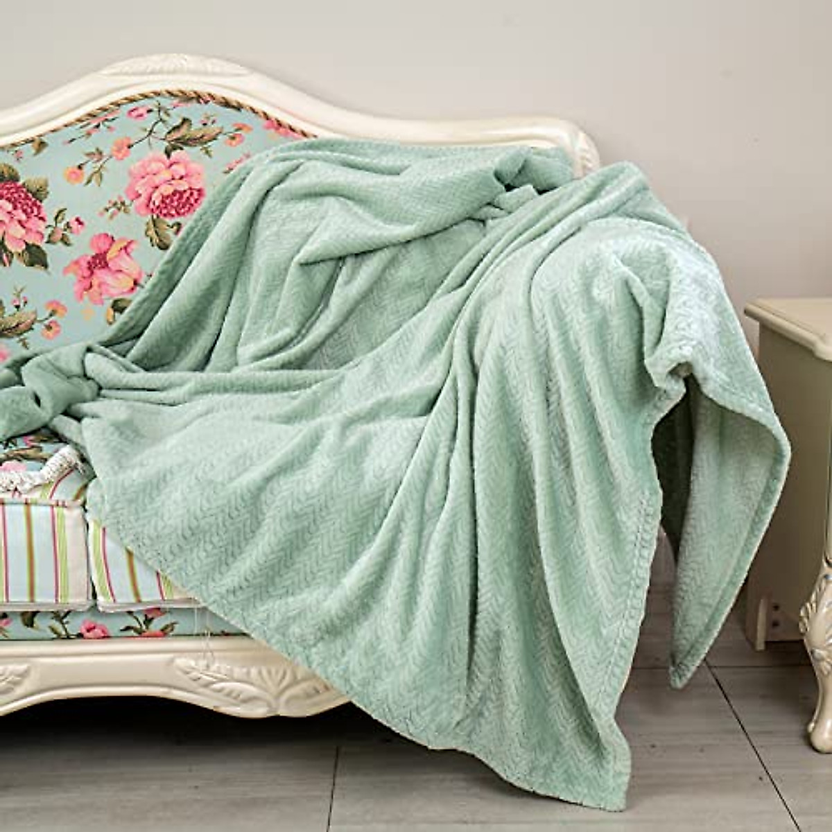 Devirld Fleece Blanket Soft Throw Blanket Fluffy Blankets Warm Plush Cozy Throws for Couch Sofa Bed, Mint Green, Throw(50"x60")