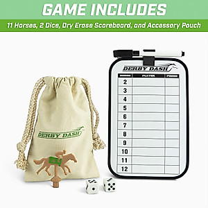 GoSports Derby Dash Horse Race Game Set - Tabletop Horse Racing with 2 Dice and Dry Erase Scoreboard