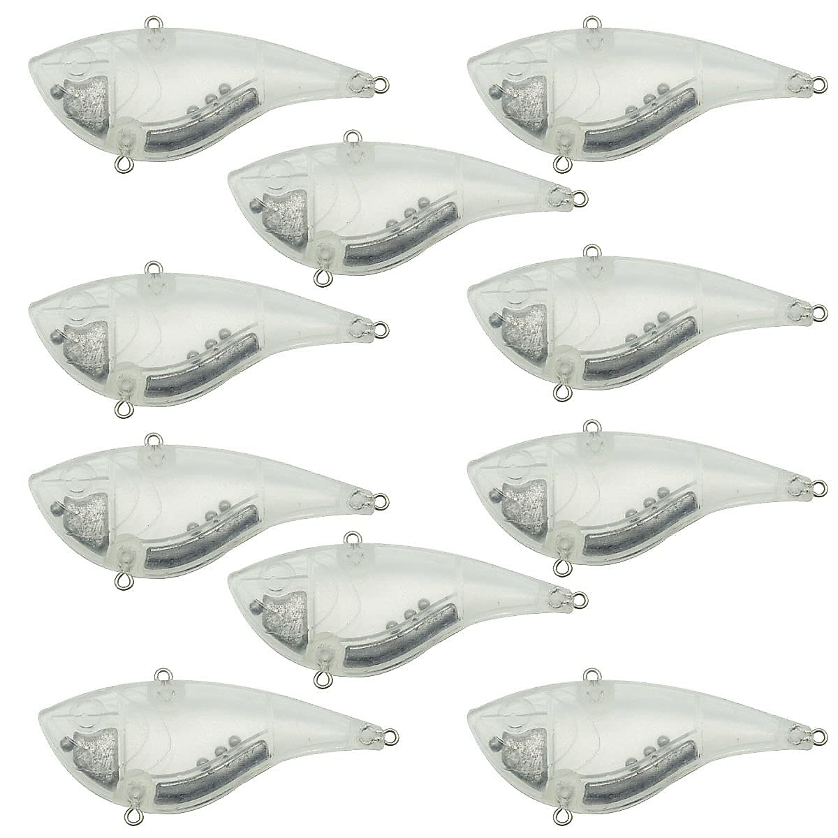 10PCS Unpainted Lure Blanks VIB 19.08g 8cm with 6mm Free Fishing Eye Crankbait Simulation Blank Body Clear Hard Baits Trout Salmon Swimming Sea Bait Topwater Freshwater Plastic Minnow Lure 6088 6mm