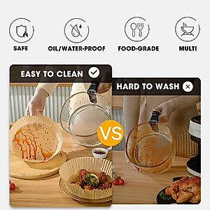 Air Fryer Disposable Paper Liner, 100PCS Non-Stick Parchment Paper Liners, 6.3 Inch Oil-Proof Parchment Round Baking Paper for Air Fryer Roasting Microwave Oven Frying Pan