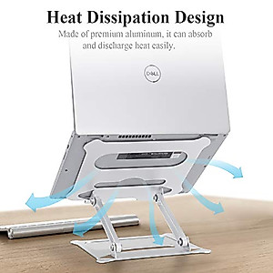 FLAGTOP Adjustable Laptop Stand for Desk, Ergonomic Portable Aluminum Laptop Desk Stand, Non-Slip, Stable, Foldable Laptop Riser, Compatible with MacBook Pro/Air and More Notebooks