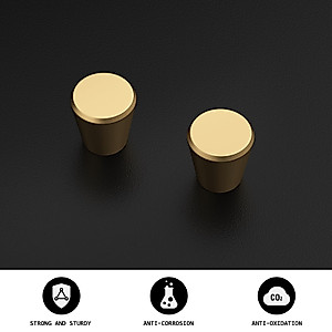 homdiy 5 Pack Brushed Brass Cabinet Knobs Gold Dresser Drawer Round Knobs for Kitchen Cabinet Hardware