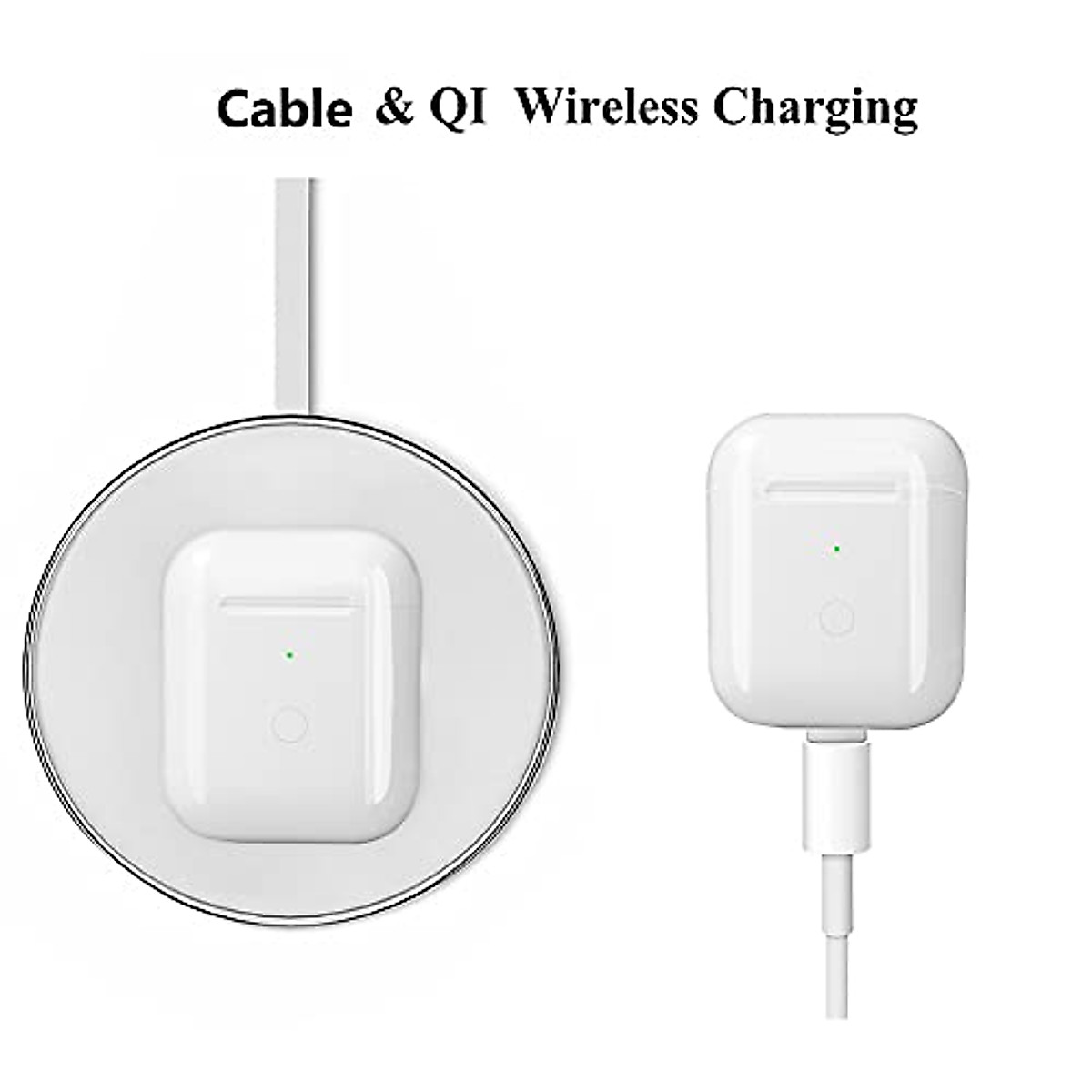 Airpods Charging Case Compatible for Airpods 1 2, Wireless Charger Replacement Case for Airpods 1&2, with Bluetooth Pairing Sync Button Without Earbuds
