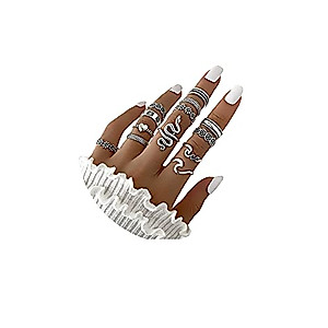 GIGB PBDK 6-14Pcs Vintage Knuckle Rings Set Snake Butterfly Finger Rings Set Stacking Joint Midi Rings Sets for Women (13Pcs)
