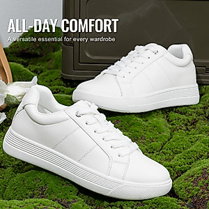 Vepose White Sneakers 8013 Casual Fashion Low Top Comfortable Classic Shoes for Women Size 7(CJY8013 All White 07)