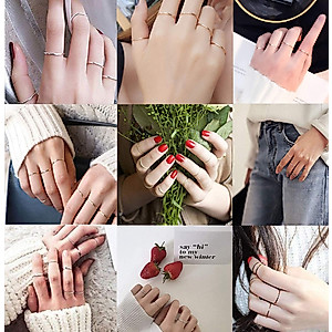 FINREZIO 10PCS Women's 1MM Stainless Steel Plain Band Knuckle Stacking Rings Fashion Thin Midi Rings Comfort Fit Size 2-11 Silver Tone