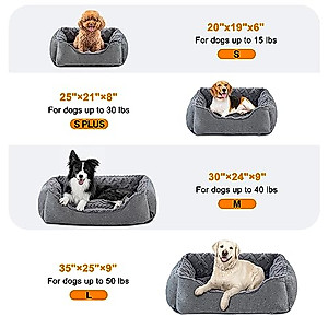 SHU UFANRO Small Dog Bed for Small Size Dogs, Washable Rectangle Durable Puppy Bed, Orthopedic Dog Sofa Bed, Soft Breathable Sleeping Pet Cuddler Beds for Indoor with Anti-Slip Bottom, Grey