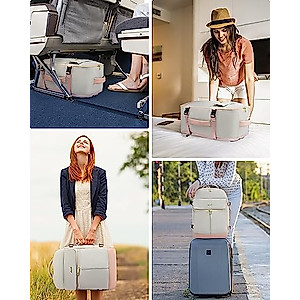 LOVEVOOK Carry On Backpack, 40L Travel Backpack Women with 3 Packing Cubes, TSA Airline Approved Suitcase Bag as Personal Item, Waterproof 17 inch Laptop Backpack for Weekender Overnight,Grey Pink