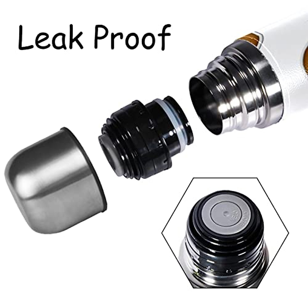 Stainless Steel Leather Vacuum Insulated Mug Christmas Cookies Thermos Water Bottle for Hot and Cold Drinks Kids Adults 16 Oz