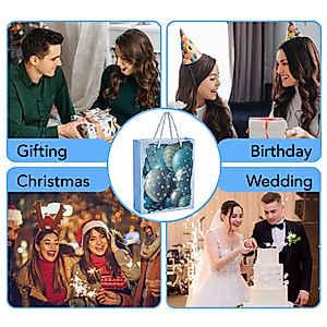 Fizzy and Folly, Large Gift Bags with Handles - Pack of 12, Balloons Party Favor Bags | Gold Foil Print Reusable Gift Bag for Anniversary | Goodie Bags | Gift Bags Bulk Return Gifts for Birthday Party