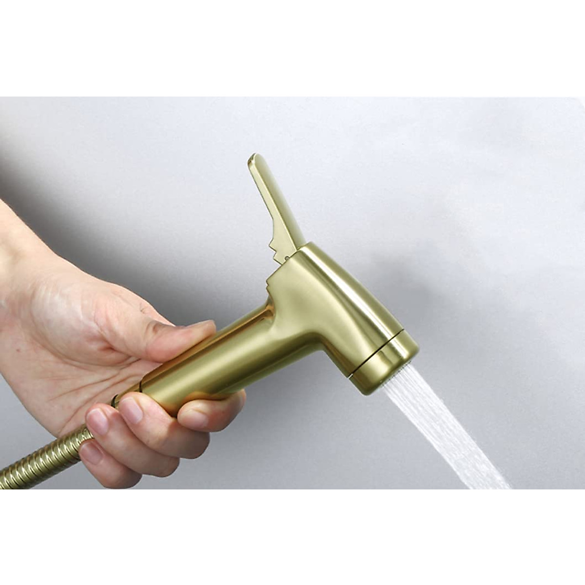 Brushed Gold Bidet Sprayer for Toilet-HOMCBEC Cloth Diaper Sprayer Hand Held Bidet Shower Faucets,Bathroom Jet Sprayer Kit Spray Attachment with Hose and Wall Bracket