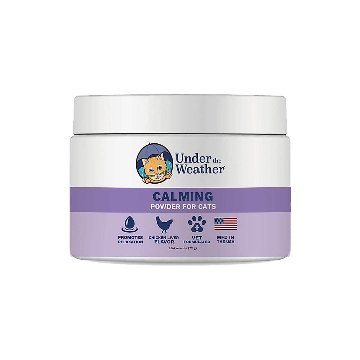 Under the Weather Pet Calming Powder for Cats | Natural Anxiety and Stress Relief Cat Supplement | Supports Relaxation & Normal Emotional Balance During Grooming, Travel & Thunderstorm - (2.54 Oz)