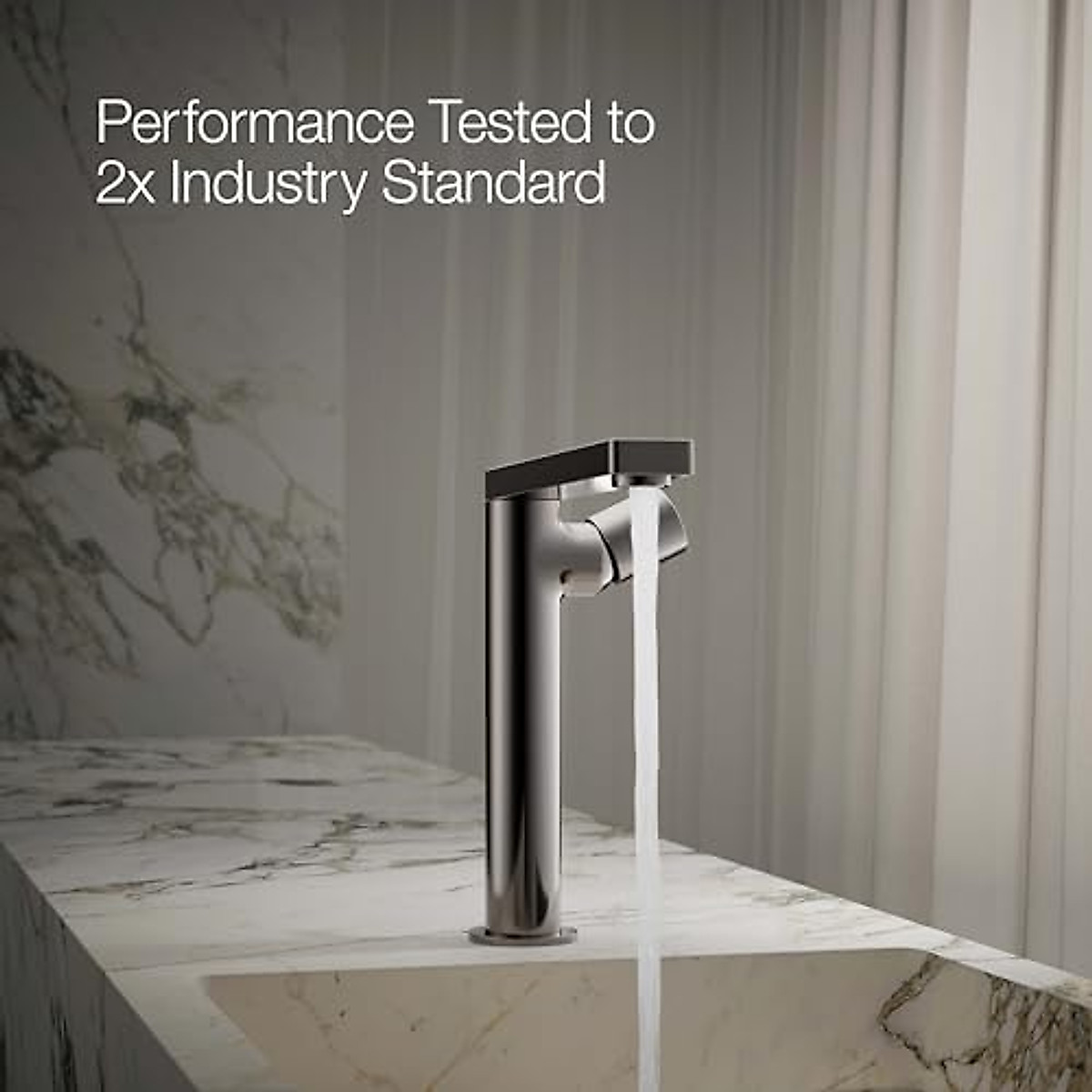 KOHLER K-73159-7-TT Composed Tall Single-Handle Bathroom Sink Faucet with Cylindrical Handle, Titanium