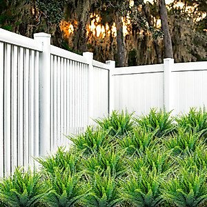 Helsens 18 Pcs Artificial Ferns Plants Bushes Fake Boston Fern Shrubs Plastic Plant Greenery for Outdoor Indoor Home Garden Decor