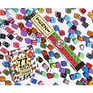 TENZI Dice Party Game Bundle with 77 Ways to Play A Fun, Fast Frenzy for The Whole Family - 4 Sets of 10 Colored Dice with Storage Tube - Colors May Vary
