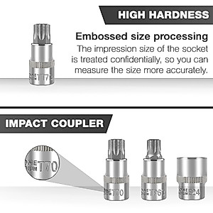 EACELIY 60pcs Torx Bit Socket Set, Hex Star Sockets, S2 and CR-V Steel, Includes Torx E socket (E4-E24), Torx Bit Socket (T6-T70), Torx Tamper Bit Socket (TT6-TT70), Torx Plus Bit Socket (TP8-TP60)
