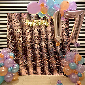 ZUOVAOV Shimmer Wall Backdrop Ppanels- 24 Pieces Square Panel DIY Party Backdrop for Birthday Party, Wedding, Bachelor Party, Halloween & Christmas Party and Other Party Events (Rose Gold)