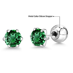 Gem Stone King Pure PT950 Platinum 950 Six Prong 6MM Round Gemstone Birthstone Stud Earrings For Women
