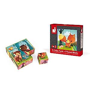 Janod Kubkid - 9 Blocks - Forest Animals Puzzle, One Color