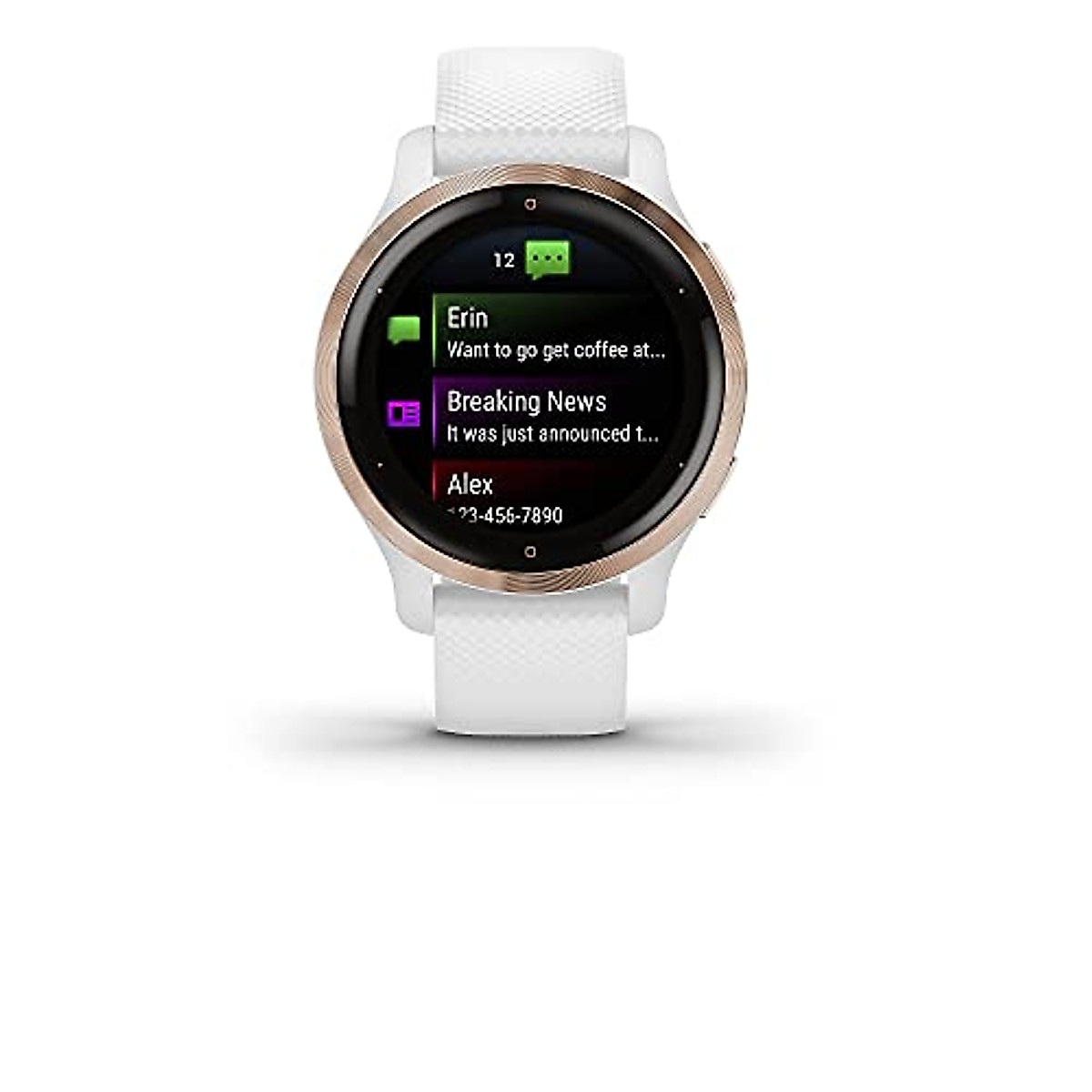 Garmin Venu 2S, Smaller-Sized GPS Smartwatch with Advanced Health Monitoring and Fitness Features, Rose Gold Bezel with White Case and Silicone Band, (010-02429-03) (Renewed)